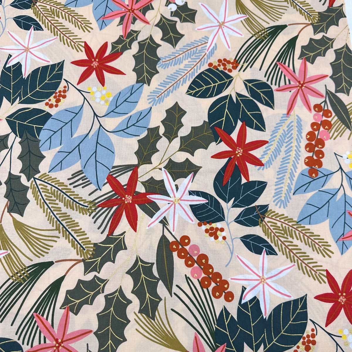 Alexander Henry Merry Berry Tea Dye Holiday Christmas Cotton Fabric ...