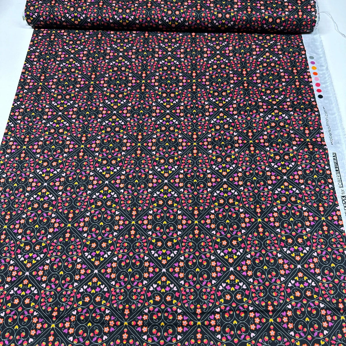 London Calling SRKN-21244-2 Black Floral Scroll Cotton Lawn Fabric Rob ...