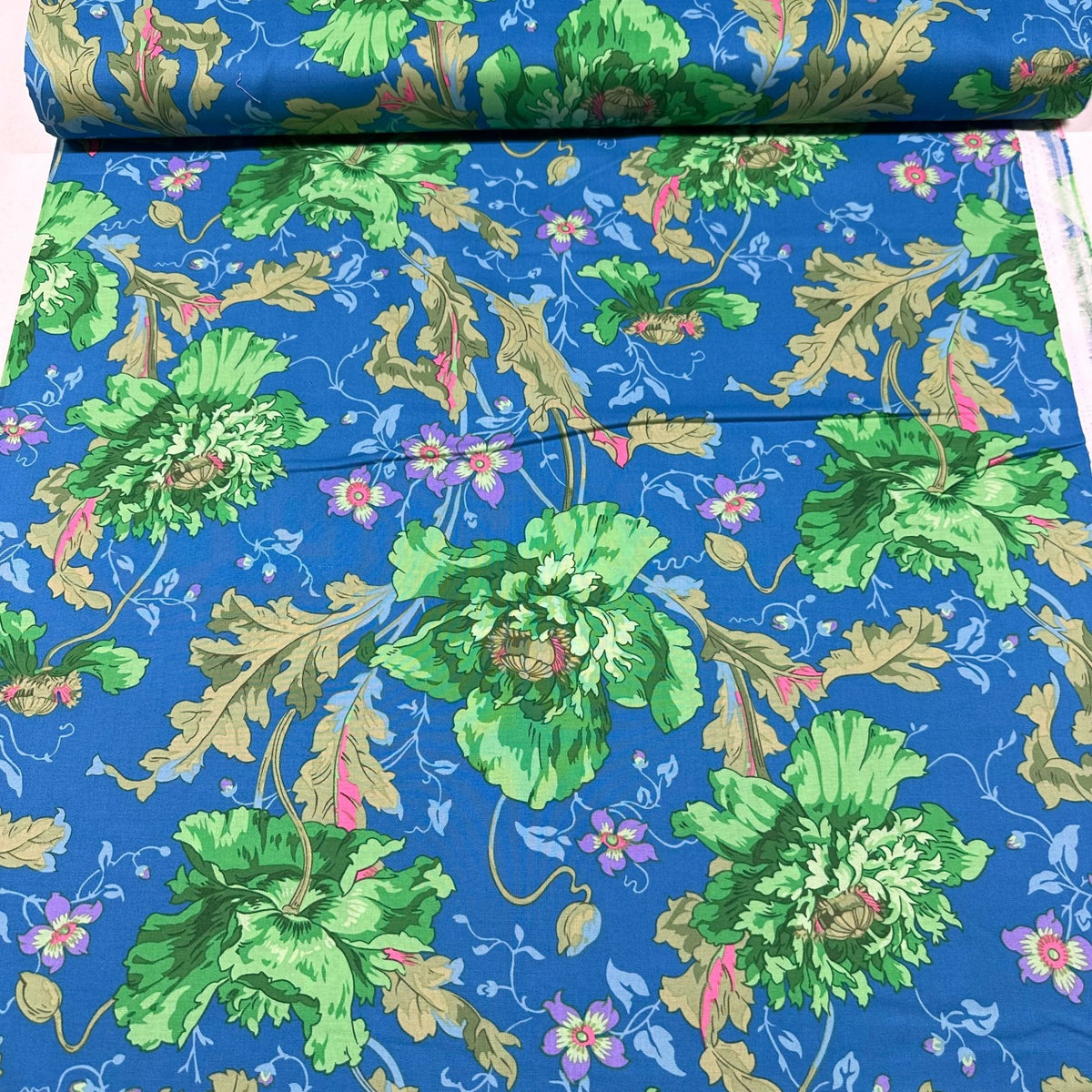 Papaver - Green Philip Jacobs Cotton Fabric, Kaffe Fassett For Free Sp ...