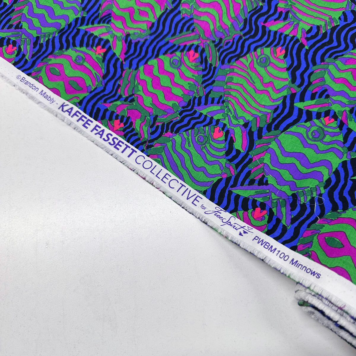 Minnows -Blue Brandon Mably for Kaffe Fassett Cotton Fabric, Free Spir ...