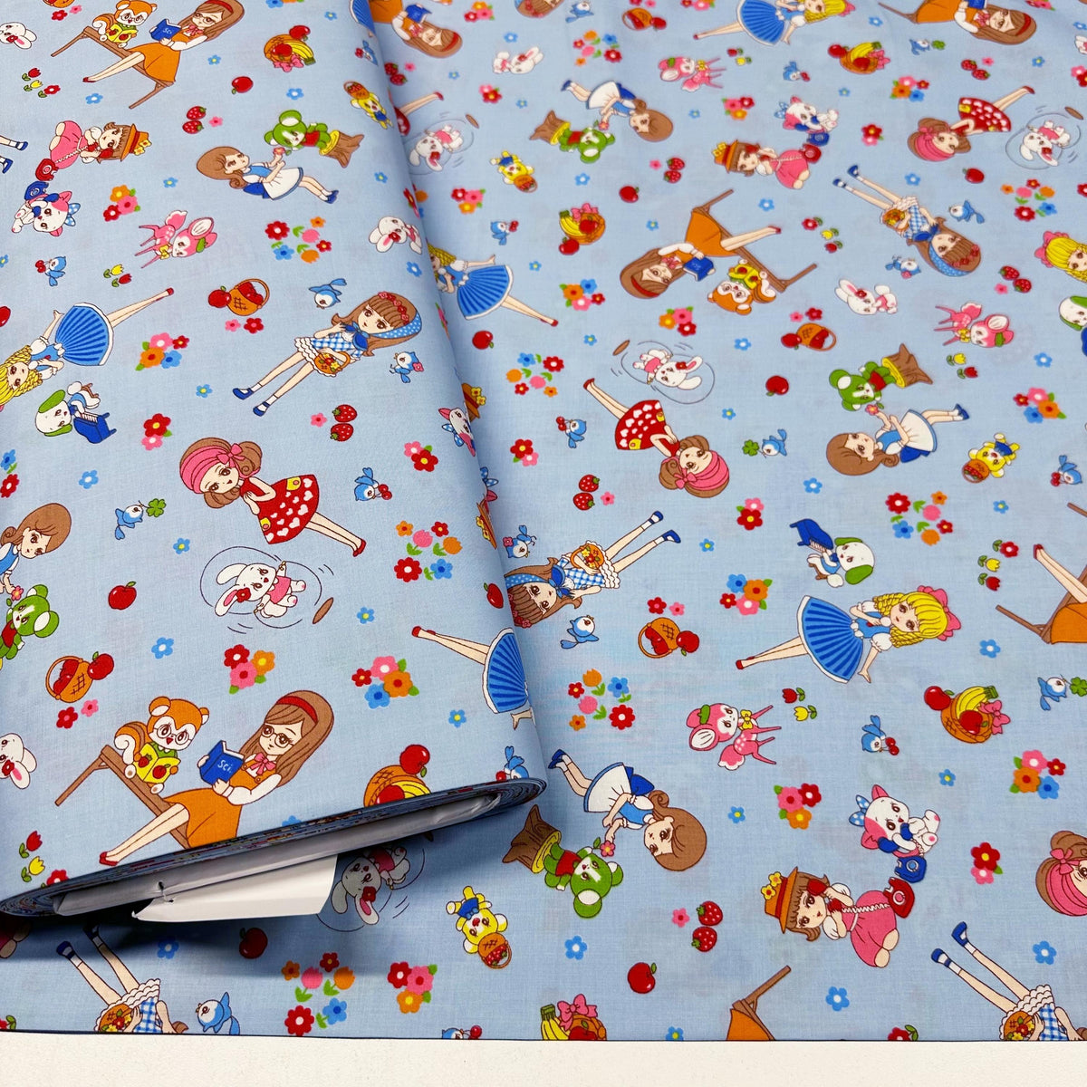 Retro Kawaii Cute Animals Girl Print Cotton Fabric Marron Nagao Import ...