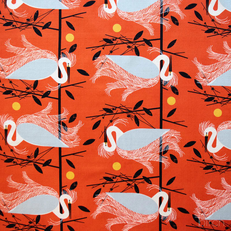 Snowy Egret Barkcloth - Charley Harper for Birch Fabrics – Fabric & Frolic