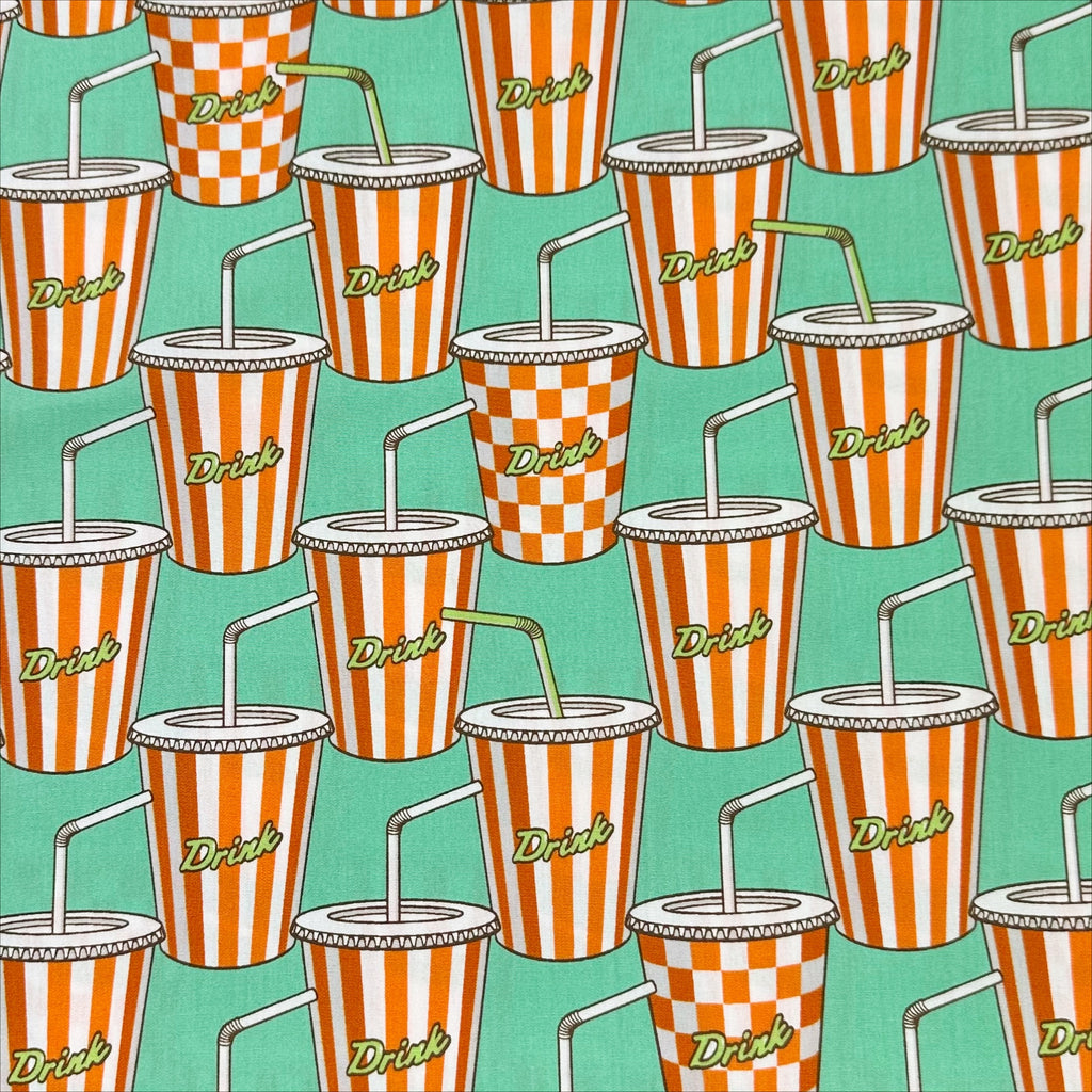 Soda Drink Cotton Broadcloth fabric in Mint by Sevenberry, Imported fr ...